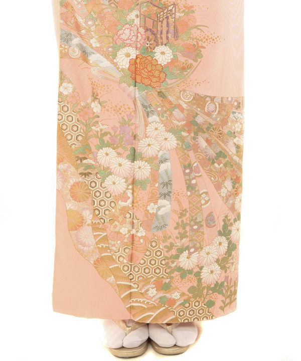 色留袖レンタル｜桂由美 ピンクにあばれ熨斗と花車｜I0119｜M｜宅配着物レンタル・一式フルセット｜ 結婚式親族の参列衣装着物、主賓着物の ...