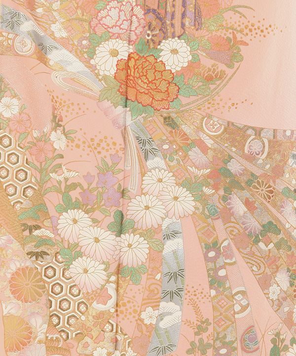 色留袖レンタル｜桂由美 ピンクにあばれ熨斗と花車｜I0119｜M｜宅配着物レンタル・一式フルセット｜ 結婚式親族の参列衣装着物、主賓着物の ...