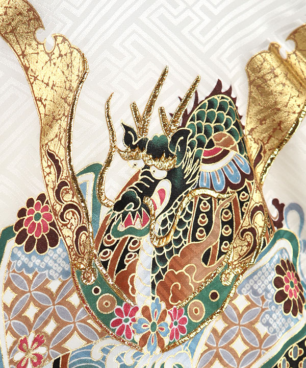 お宮参り産着レンタル 男の子｜白地に兜に三羽の鷹｜U0198 ｜宅配着物レンタル・一式フルセット | お宮参り産着着物衣装のレンタルならきもの ...